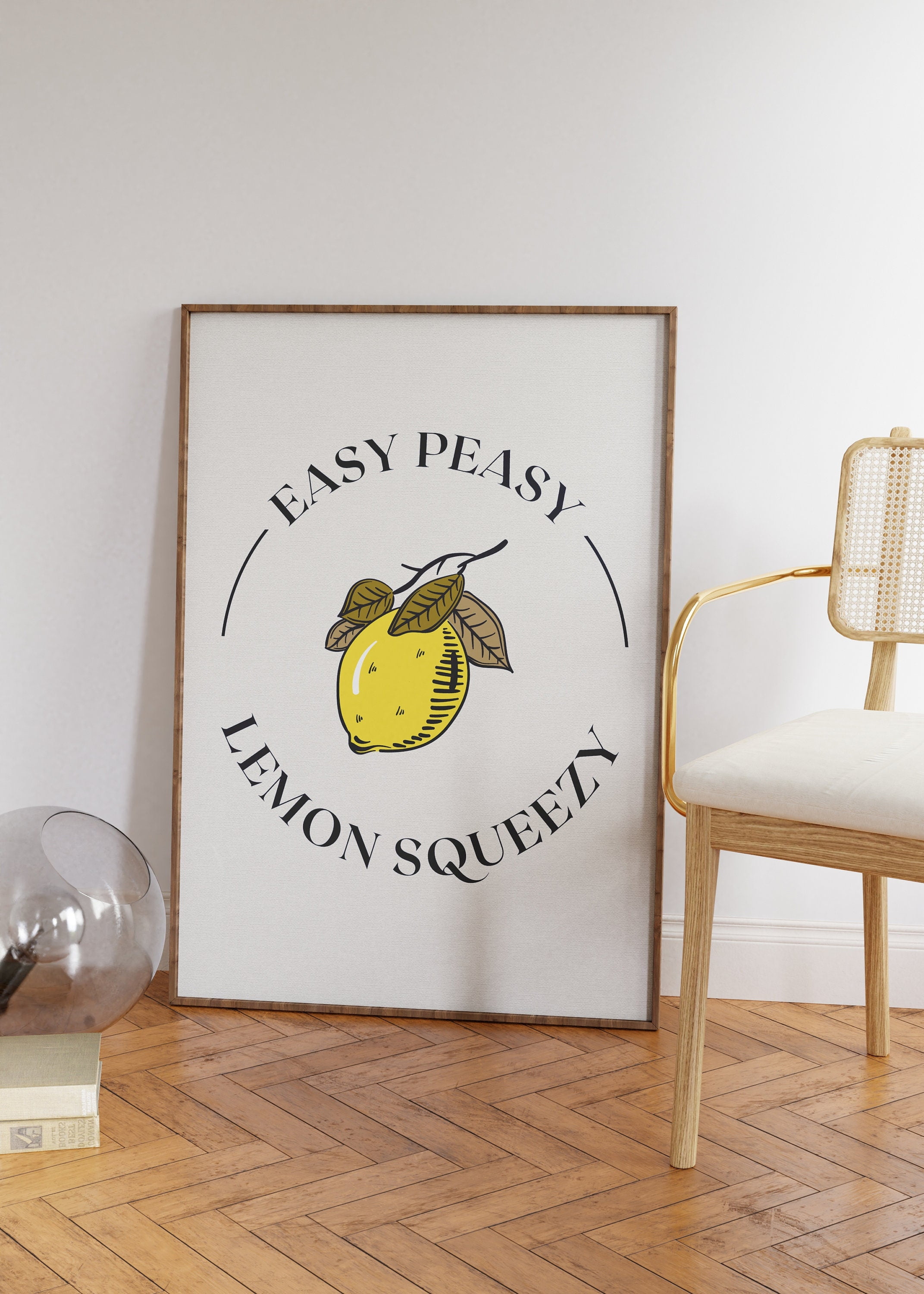 Easy Peasy Lemon Squeezy Print • Retro Lemon Illustration Kitchen Wall ...