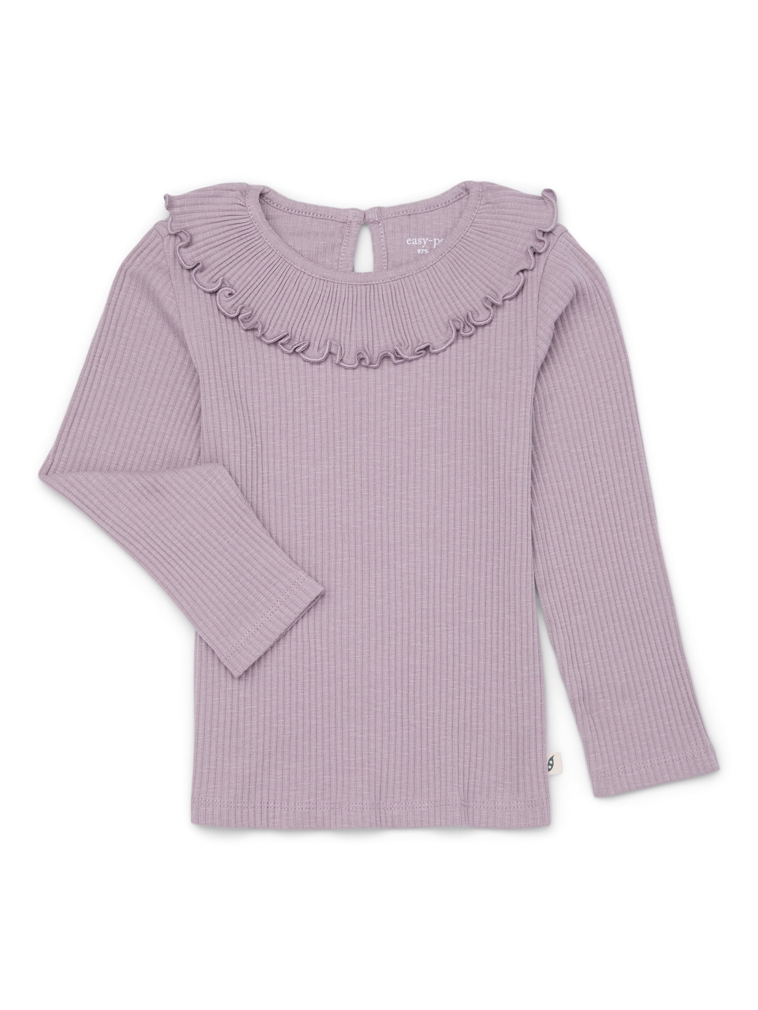 easy-peasy Toddler Girl Long Sleeve Rib Ruffle T-Shirt, Sizes 18M-5T ...