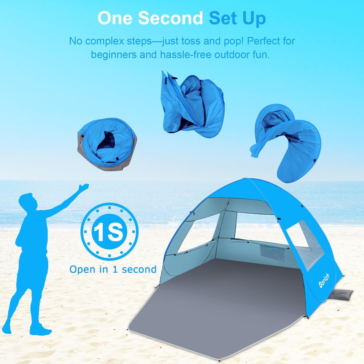 Easy Pop Up Beach Tent for 3-4 Person, UPF 50+ Protection Beach ...