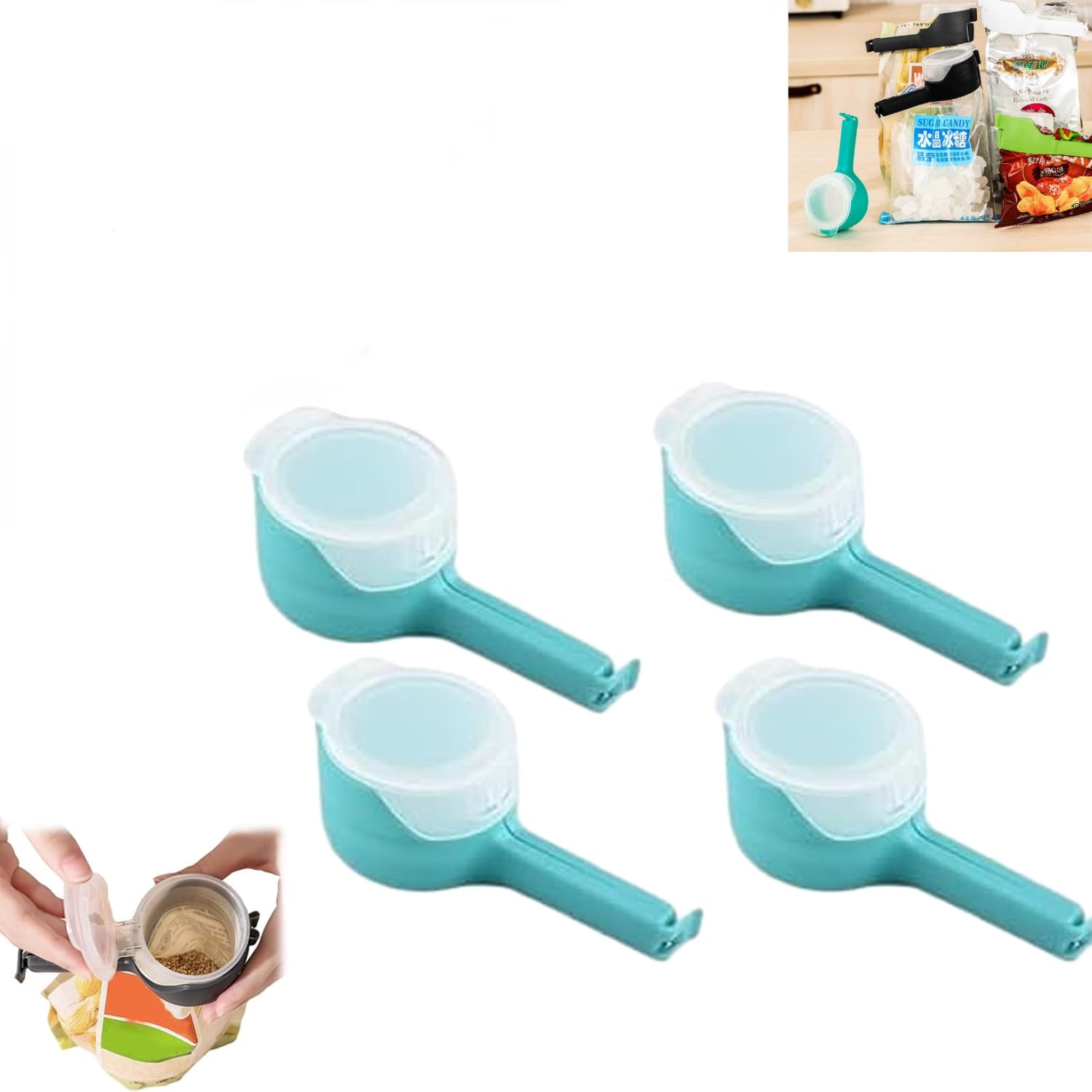 Easy Pour Bag Clip, Bag Clips with Pour Spout, Multifunctional Food ...
