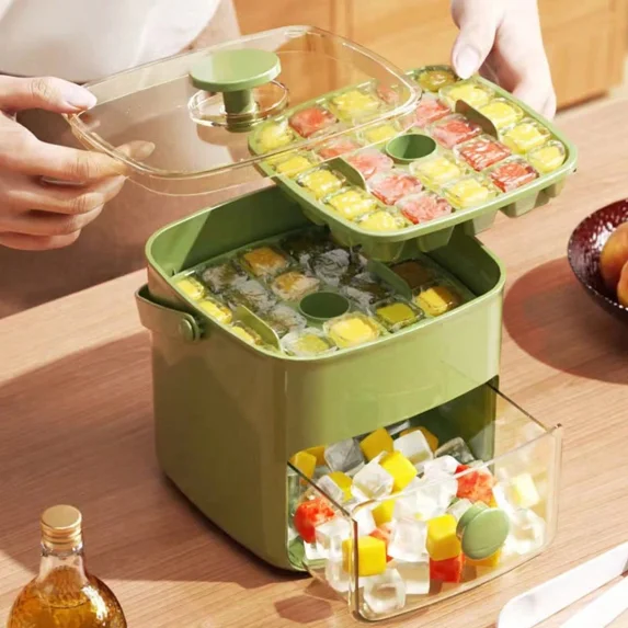 Easy Press 48 Ice Cube Maker Tray Party Bar Ice Mould Ice Storage Box ...