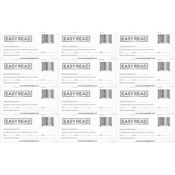 Easy Read Register - 12 Checkbook Ledger Transaction Registers for ...