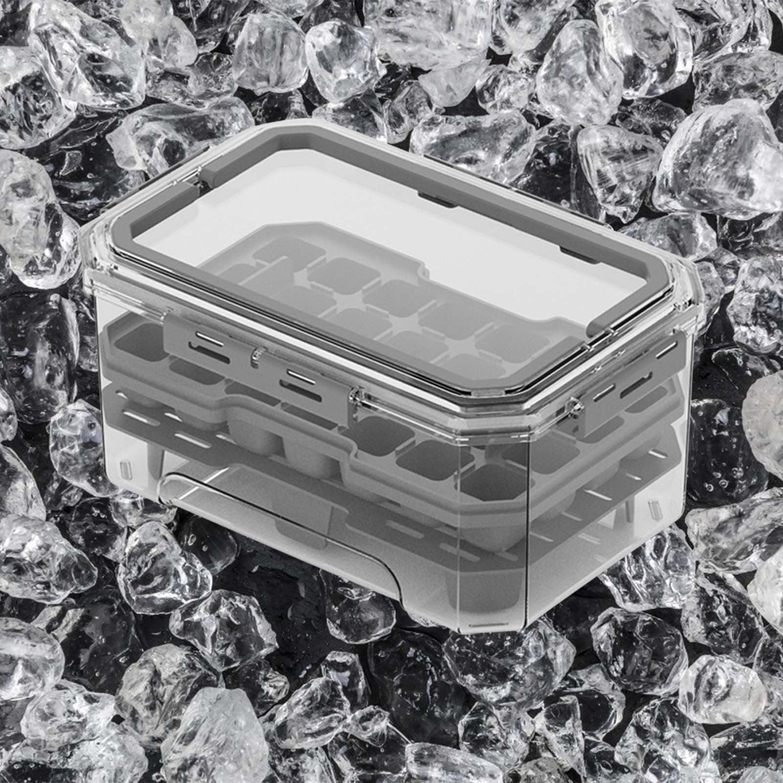 Easy-Release Ice Cube Tray with Lid and Bin, 3 Pack Ice Cube Trays for ...