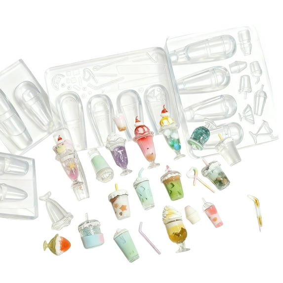 Easy Release Nails Design Mold With Milk Teas Theme Dreamy Aesthetic ...