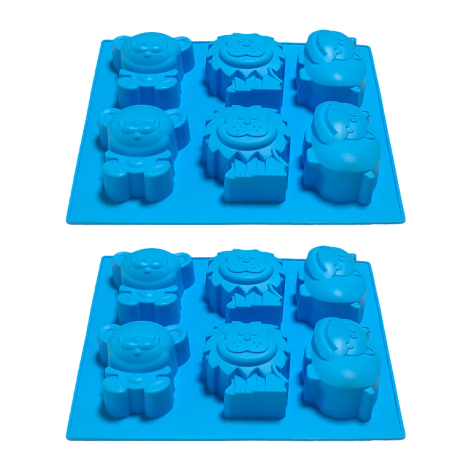 Easy Releases Silicone Molds Set 6 Cavities Lions Hippo Bear Baking ...