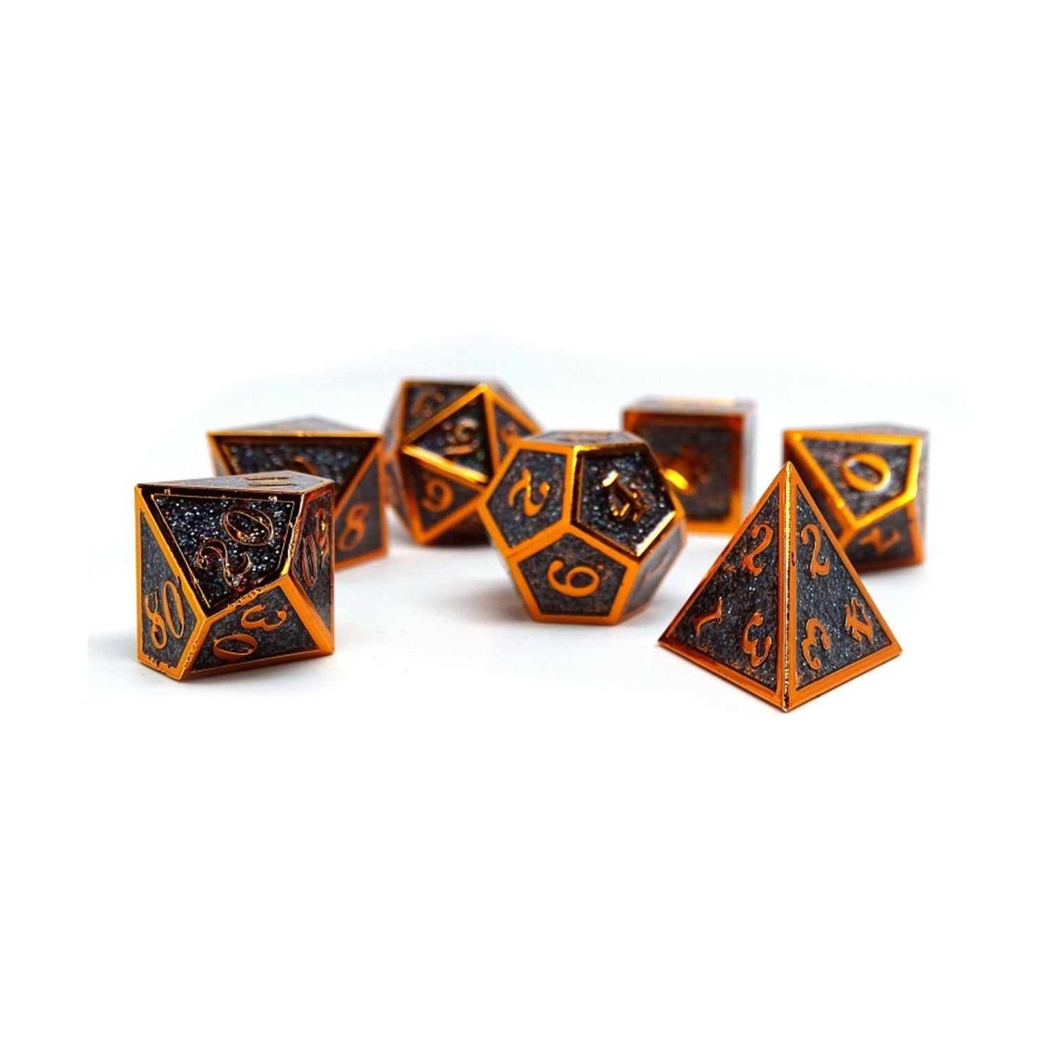 Easy Roller Dice Heroic Dice of Metallic Luster - Black w/Orange (7 ...