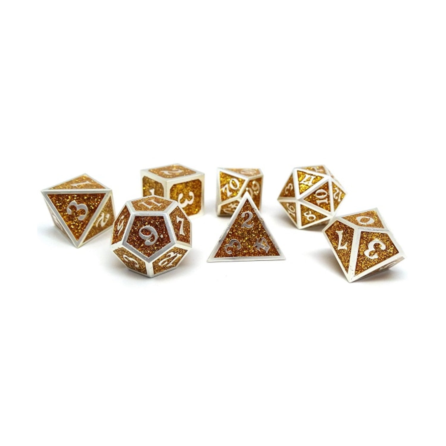 Easy Roller Dice Heroic Dice of Metallic Luster - Gold w/Silver (7) New ...
