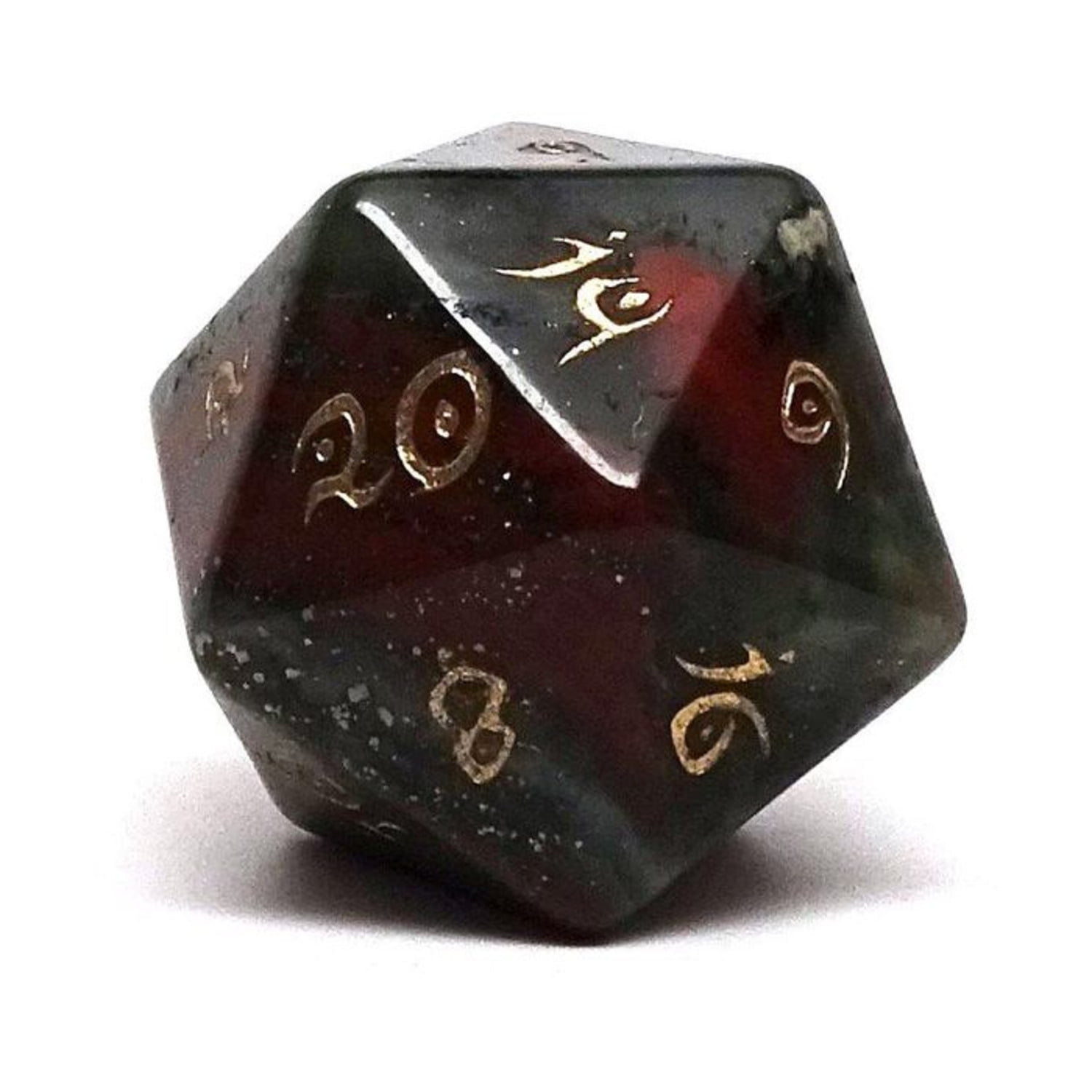 Easy Roller Dice d20 Elvenkind Font - African Bloodstone w/Gold New ...