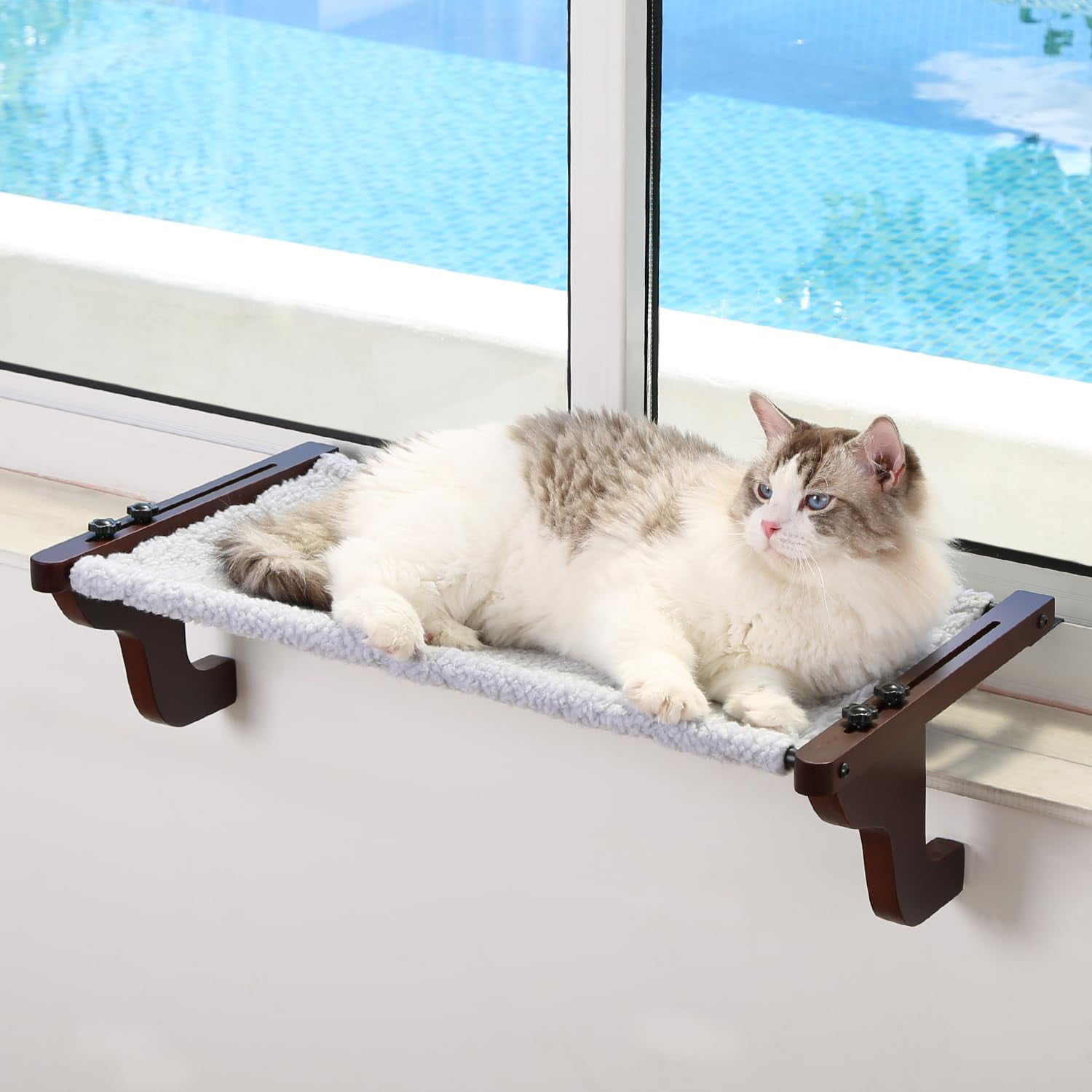 Easy Seat Cat Perch for Window Sill - Hammock Design w/Premium Wood ...