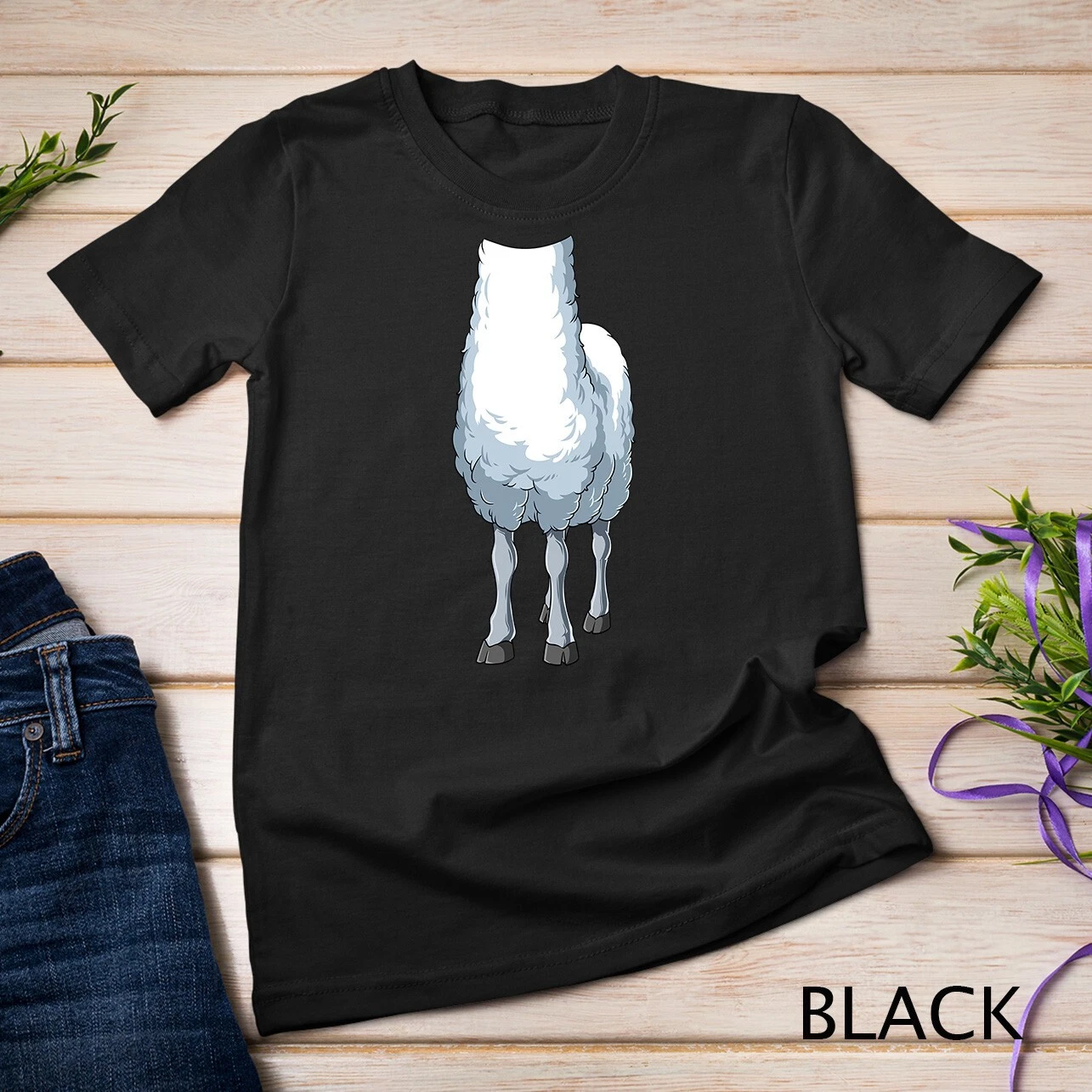 Easy Sheep Costume Body Headless Farm Animal Apparel Tee Unisex T-Shirt ...