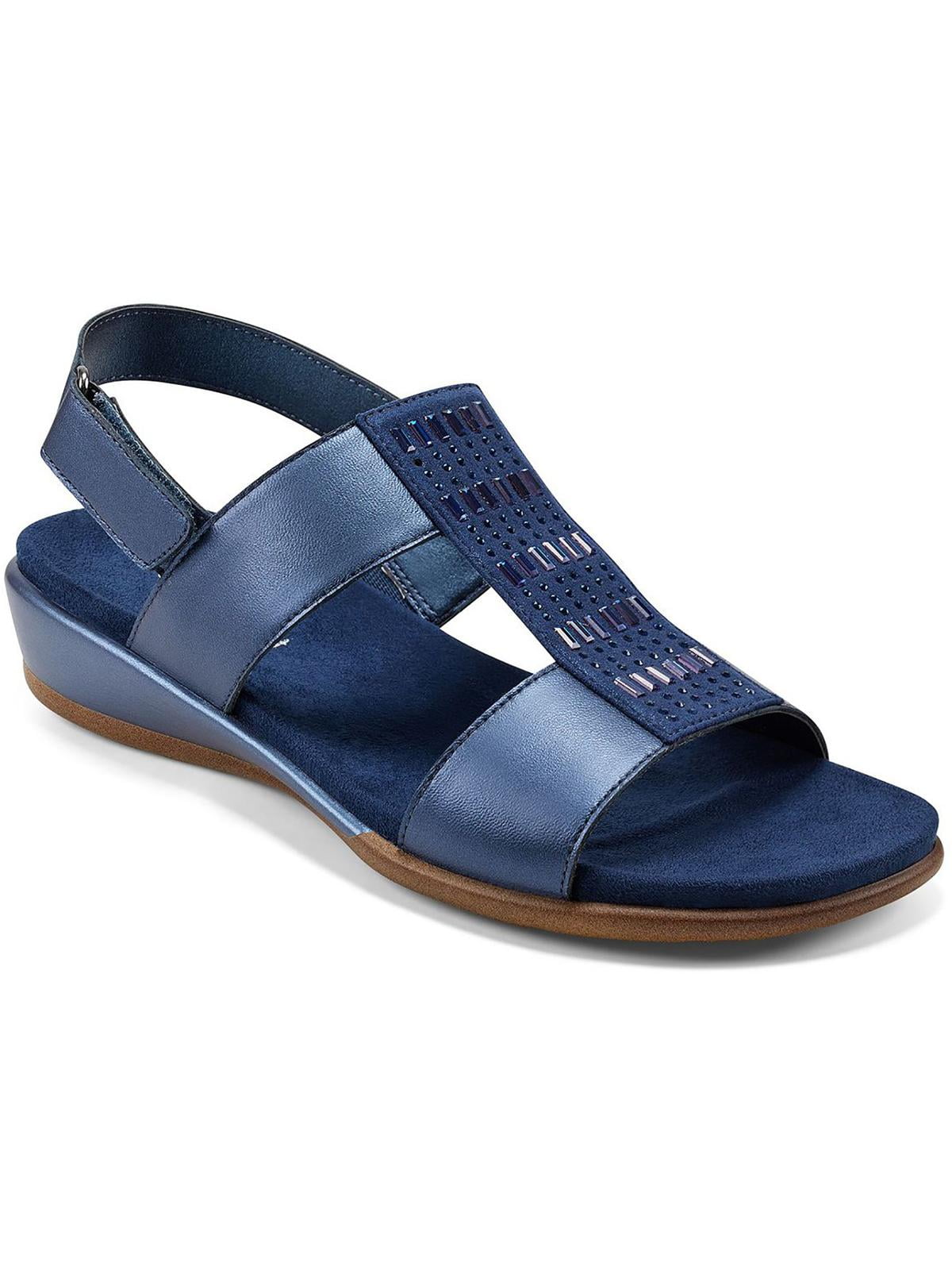 Easy Spirit Womens Hazel Leather Adjustable Flat Sandals - Walmart.com