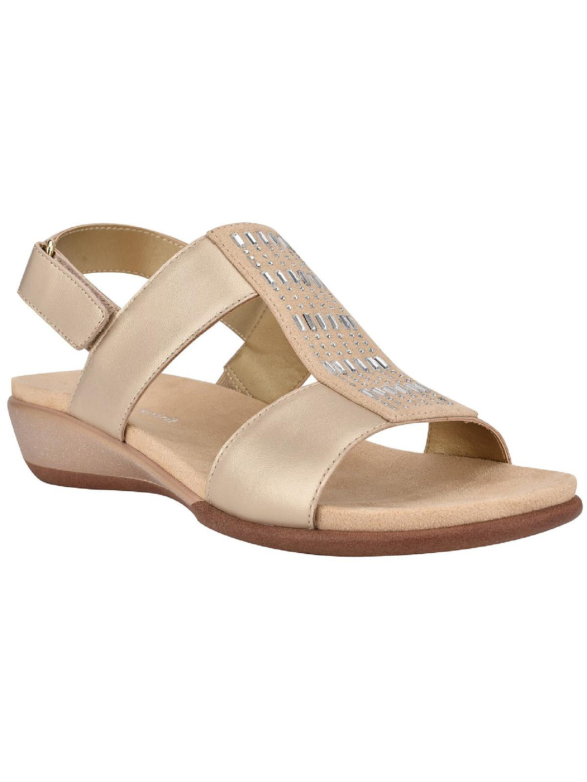 Easy Spirit Womens Hazel Leather Embellished Flat Sandals - Walmart.com