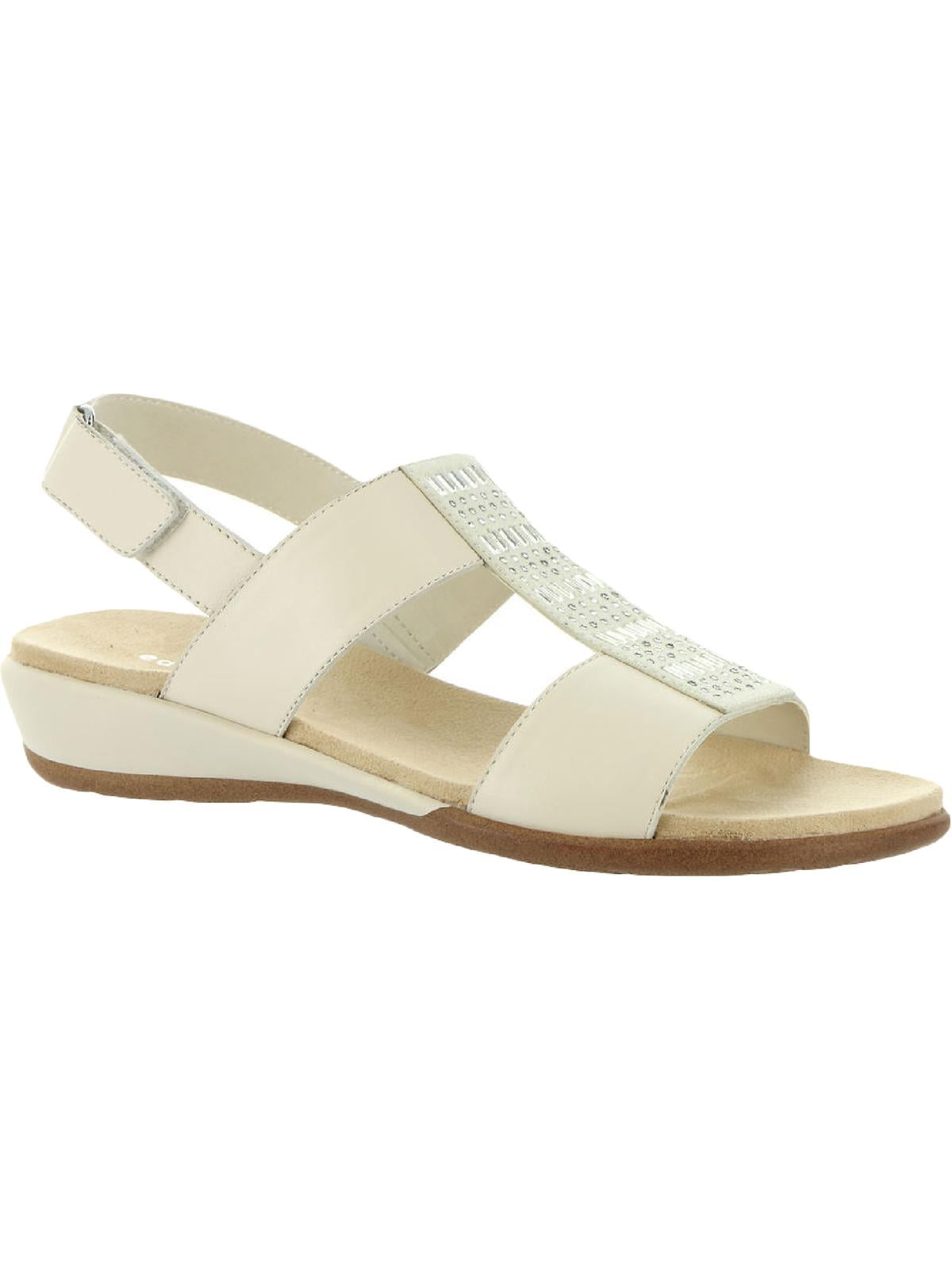 Easy Spirit Womens Hazel Leather Embellished Flat Sandals - Walmart.com