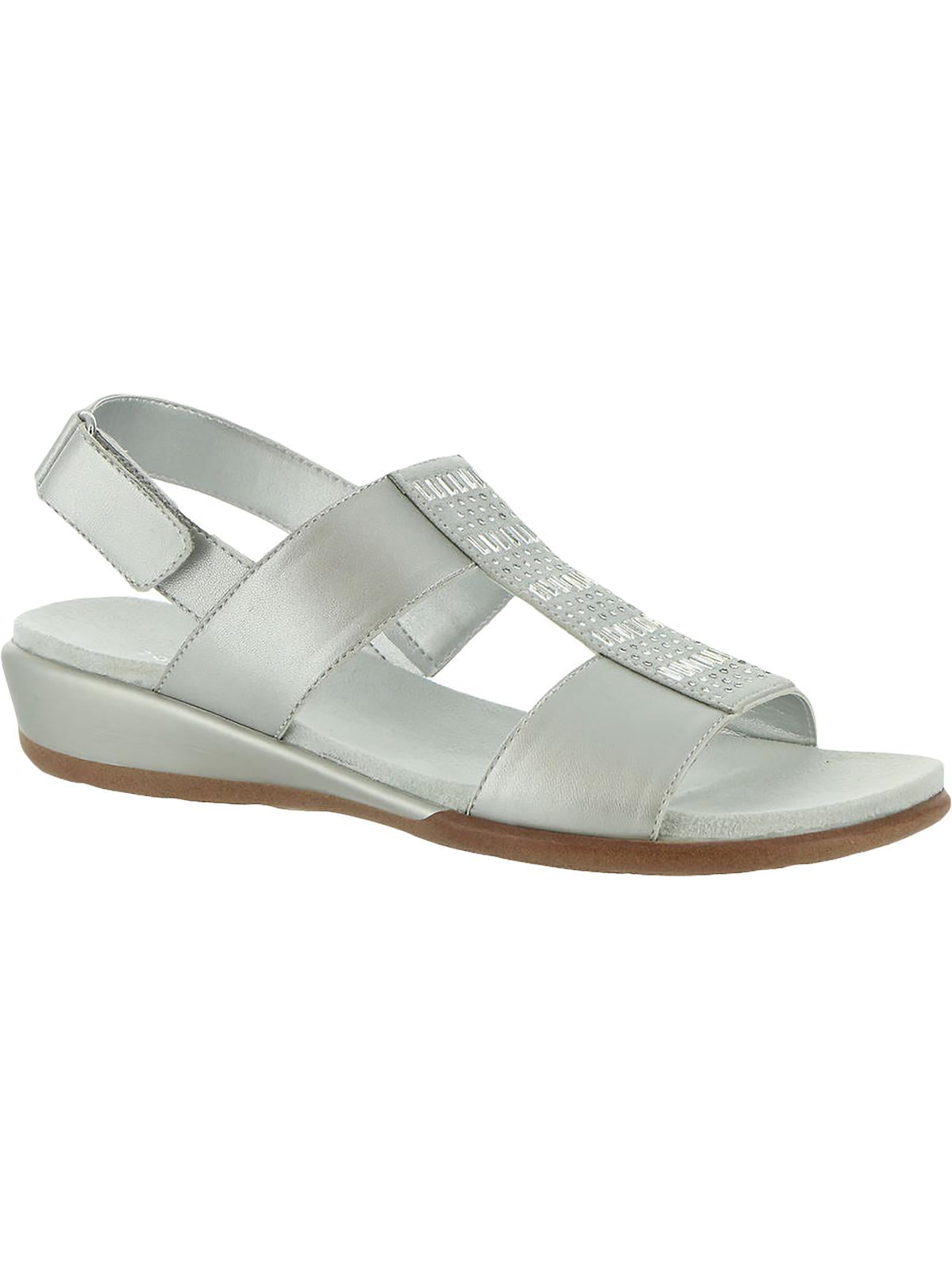 Easy Spirit Womens Hazel Leather Embellished Flat Sandals - Walmart.com