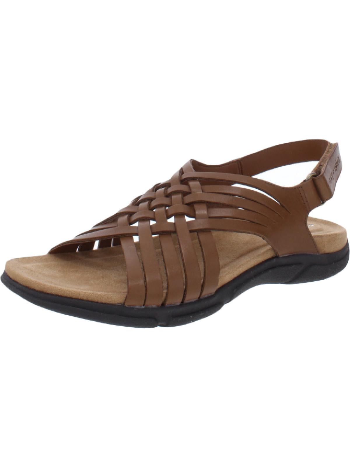 Easy Spirit Womens Mar Leather Slingback Flat Sandals - Walmart.com