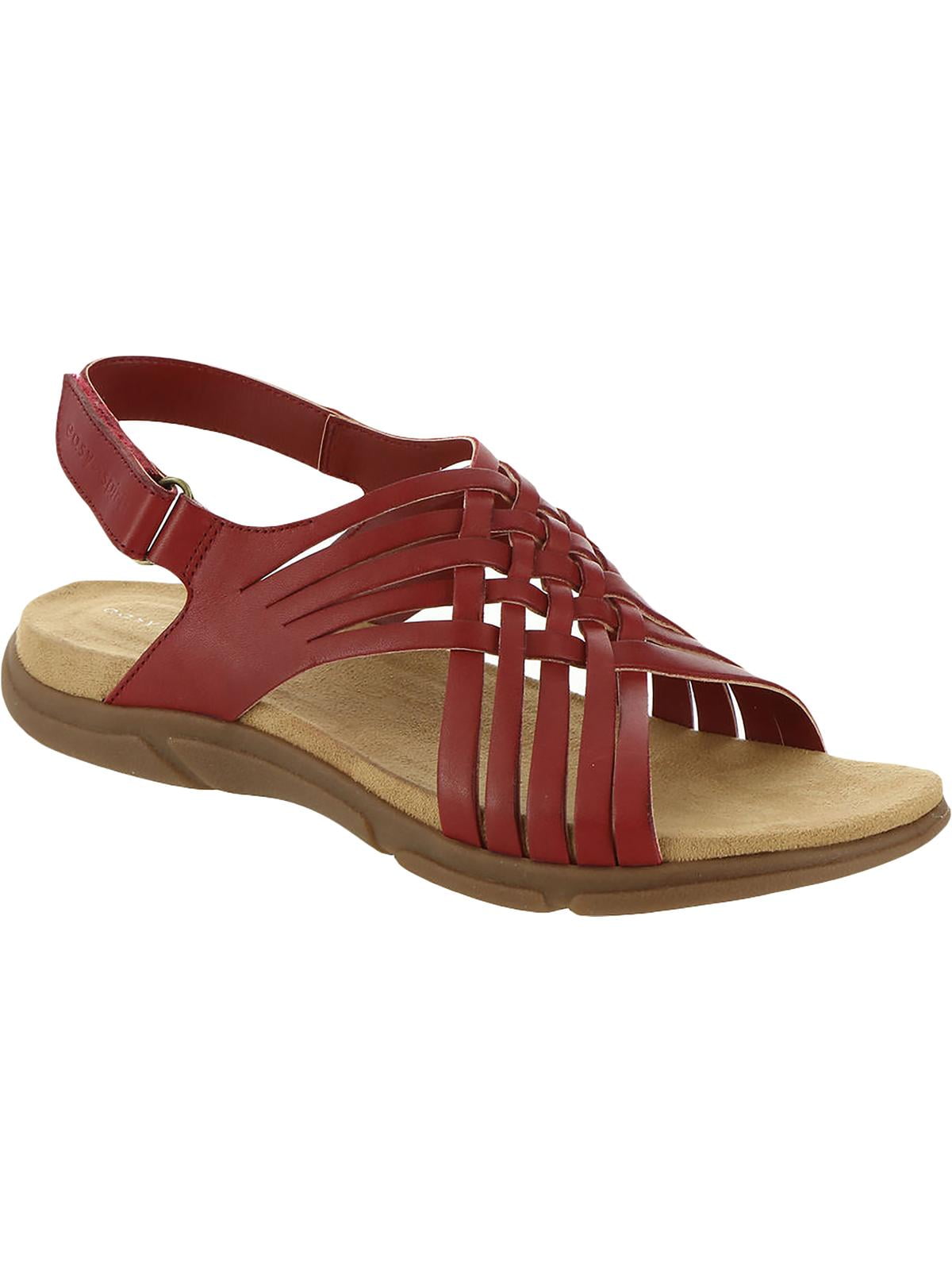 Easy Spirit Womens Mar Leather Slingback Flat Sandals - Walmart.com