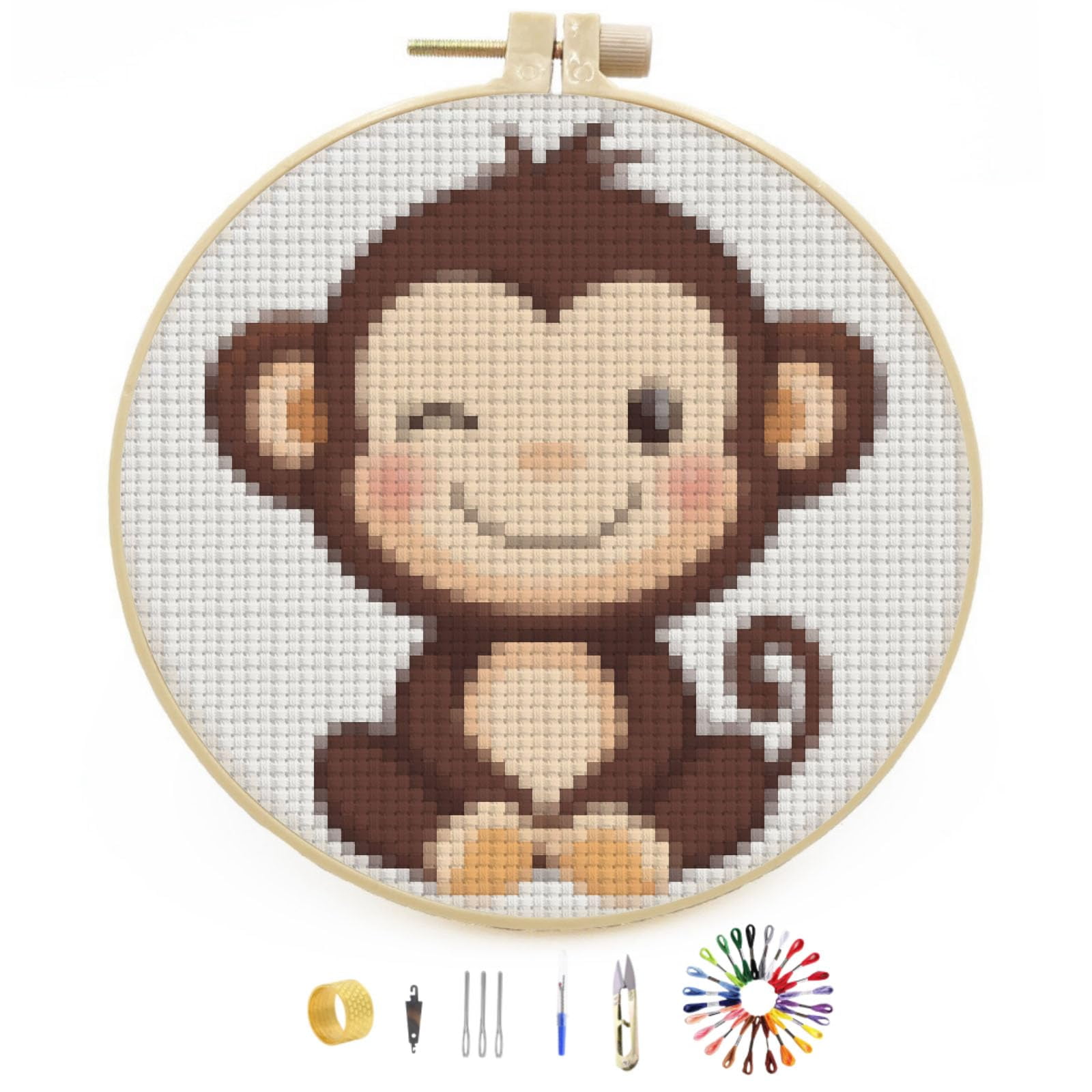 Easy Stamped A Cartoon Cute Little Monkey Cross Stitch Kits for ...