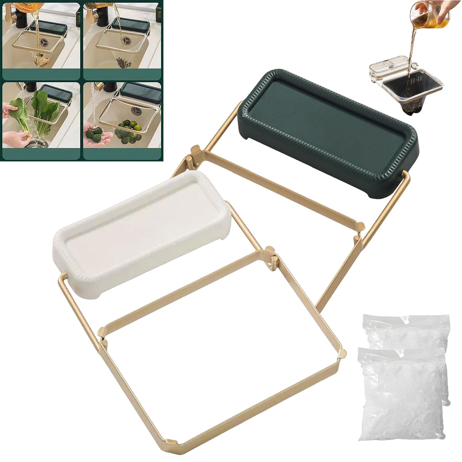 Easy Strainer for Sink, Sink Drainers with 100 Filter Bags, Foldable ...