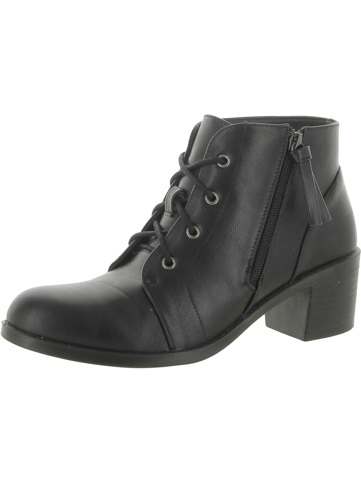 Easy Street Womens Becker Faux Leather Block Heel Ankle Boots - Walmart.com