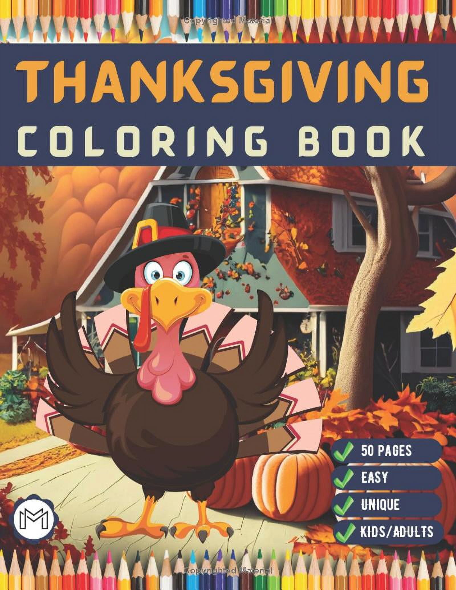 Easy Thanksgiving Coloring Book for Kids Adults Happy Thanksgiving ...