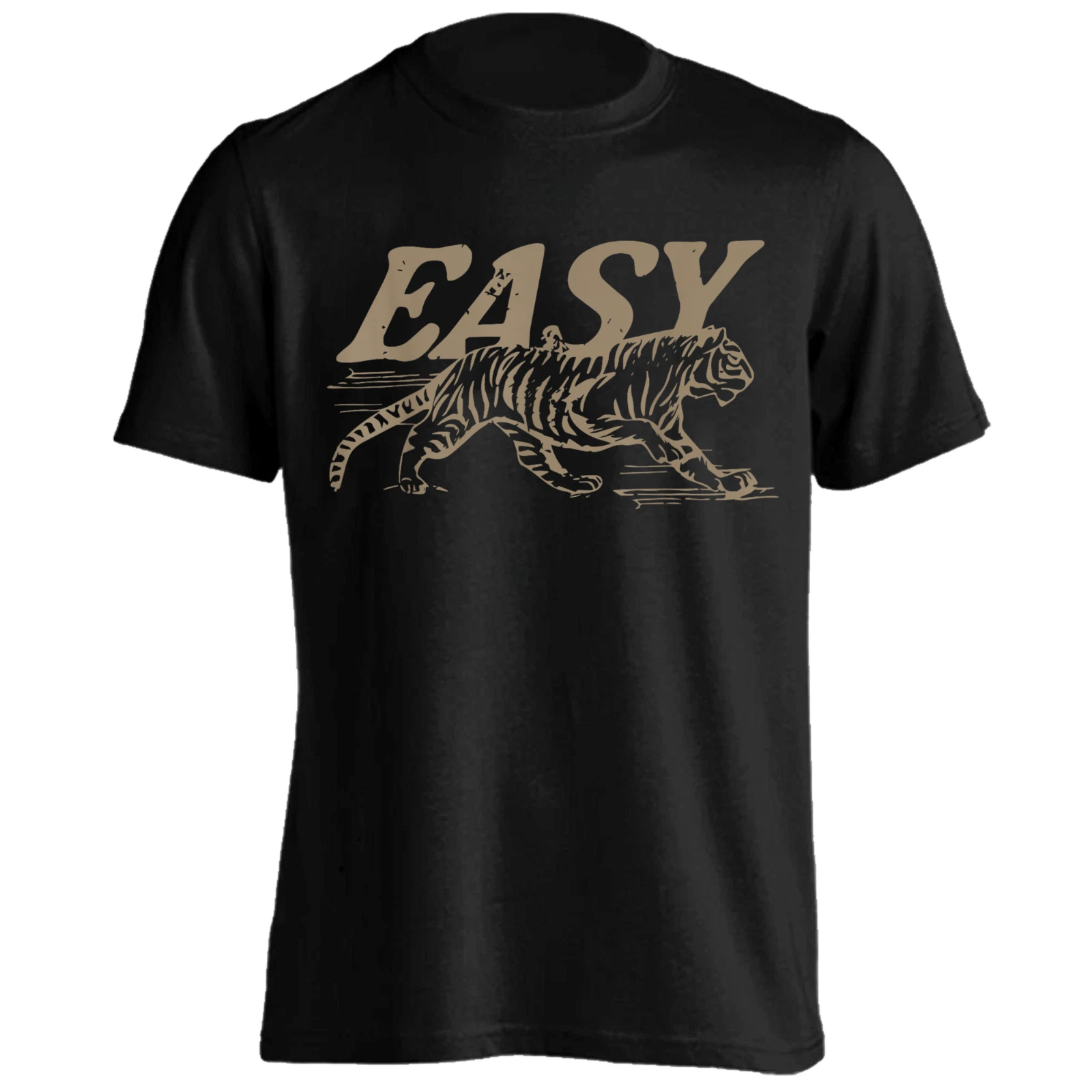 Easy Tiger Distressed Graphic Unisex-Adults Shirt Black Tiger Print T ...