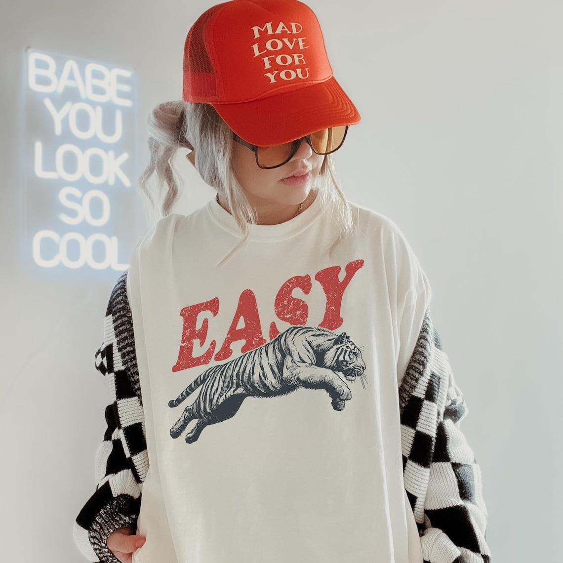 Easy Tiger Retro Graphic T Shirt Vintage Vibe - Walmart.com