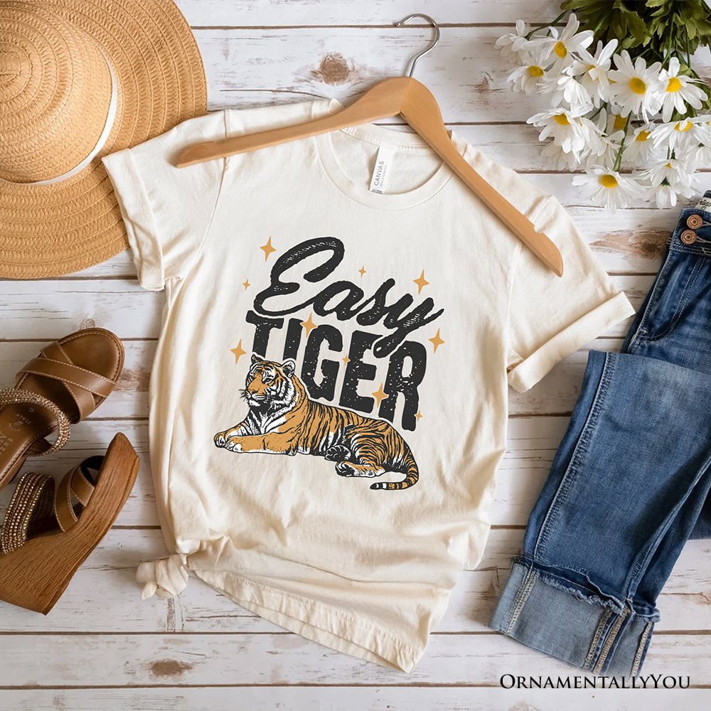Easy Tiger Retro Grunge T-Shirt, Vintage White and Natural Tee With ...