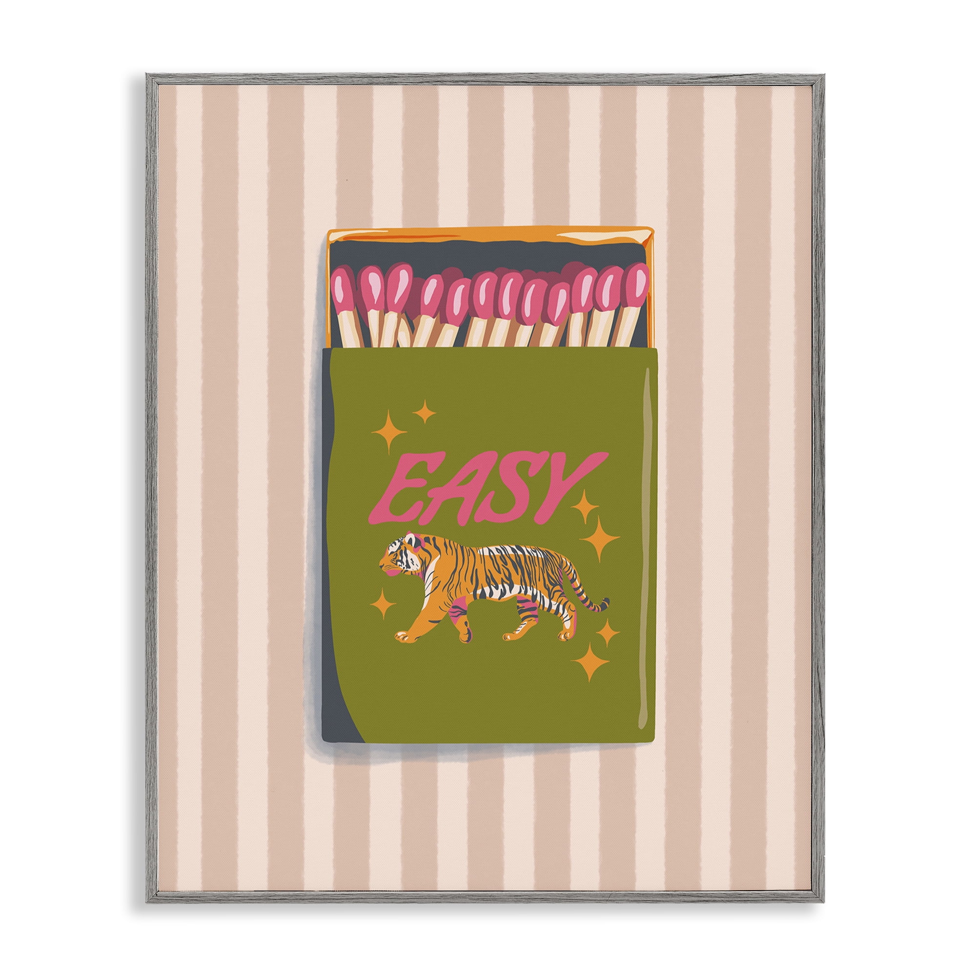 Easy Tiger Retro Matches Gray Framed Giclee Art, design by Elyse ...