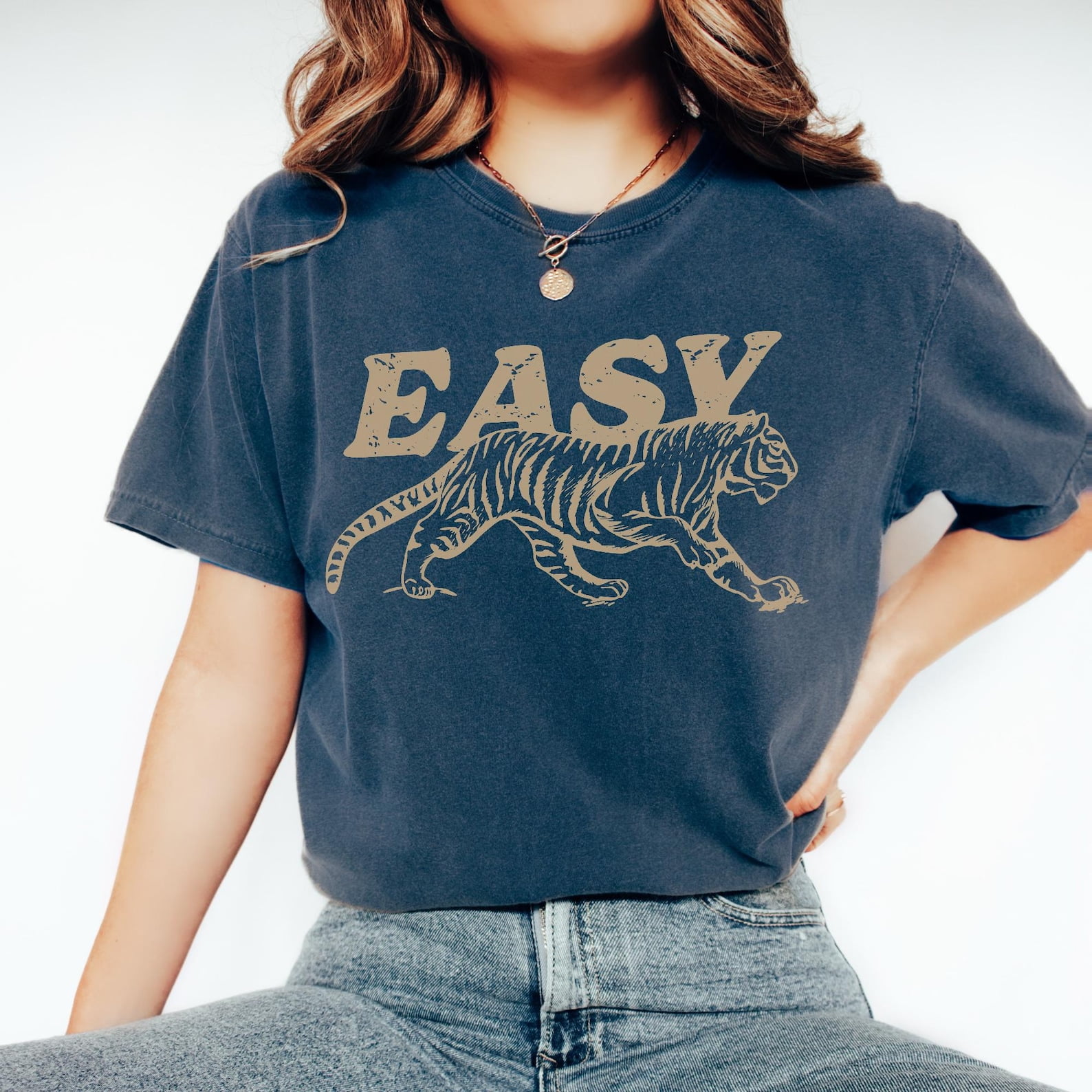 Easy Tiger Shirt, Retro Boho Tee, Unisex Trendy Aesthetic Shirt ...