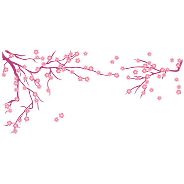 Vinyl Adhesive 20" x 56" Sakura Tree Branches Flowers Bird Animal ...