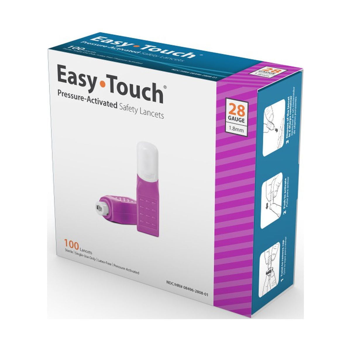 Easy Touch 28G Pressure Activated Safety Lancet, 828081 - Walmart.com