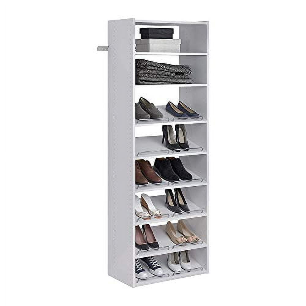 Easy Track 24 Inch Slanted Shoe Storage Shelves with Chrome Fence Rails ...