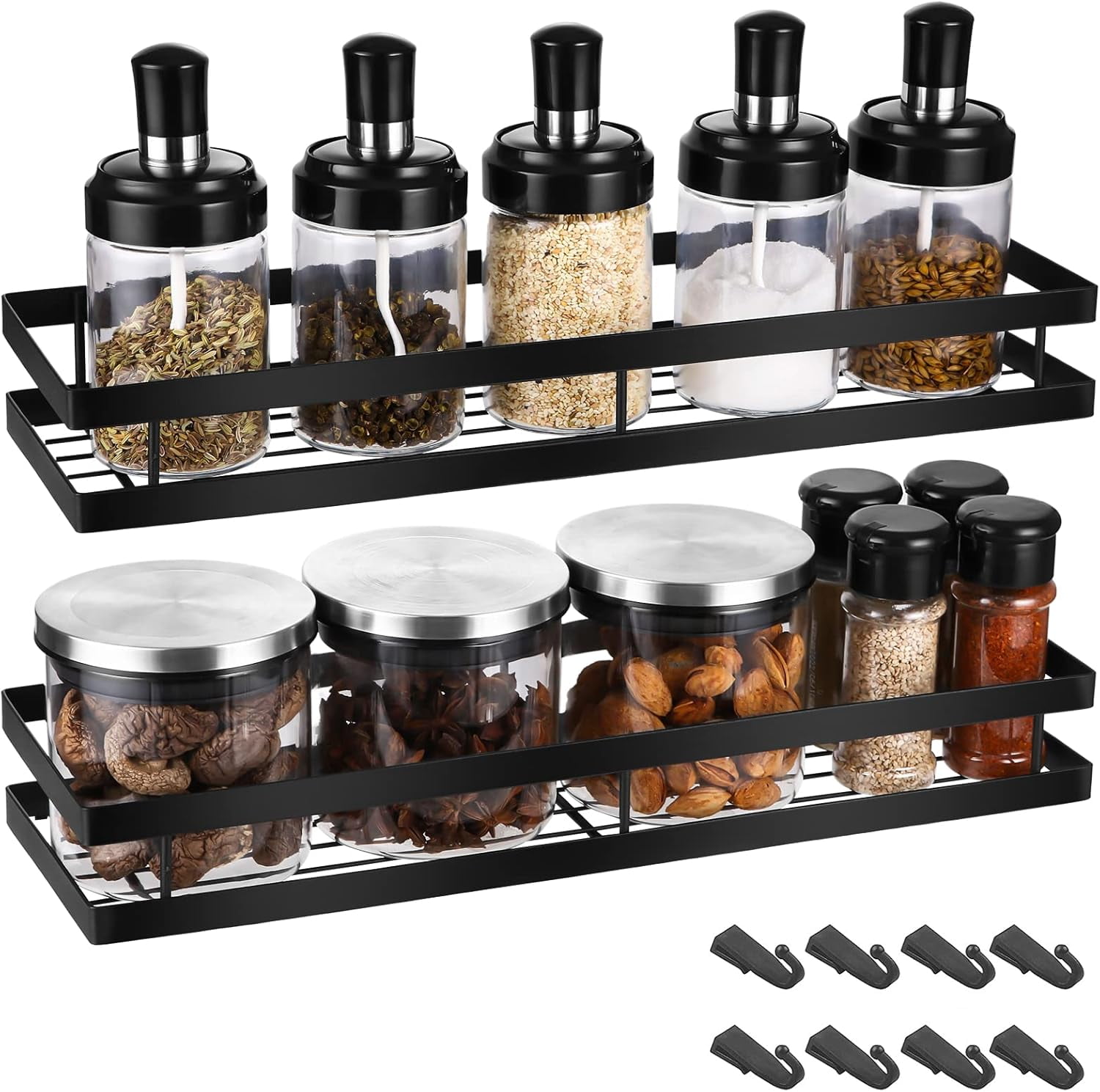 Easy Visibility Wall-Mounted Spice Rack Organizer, Rustproof Aluminum 3 ...