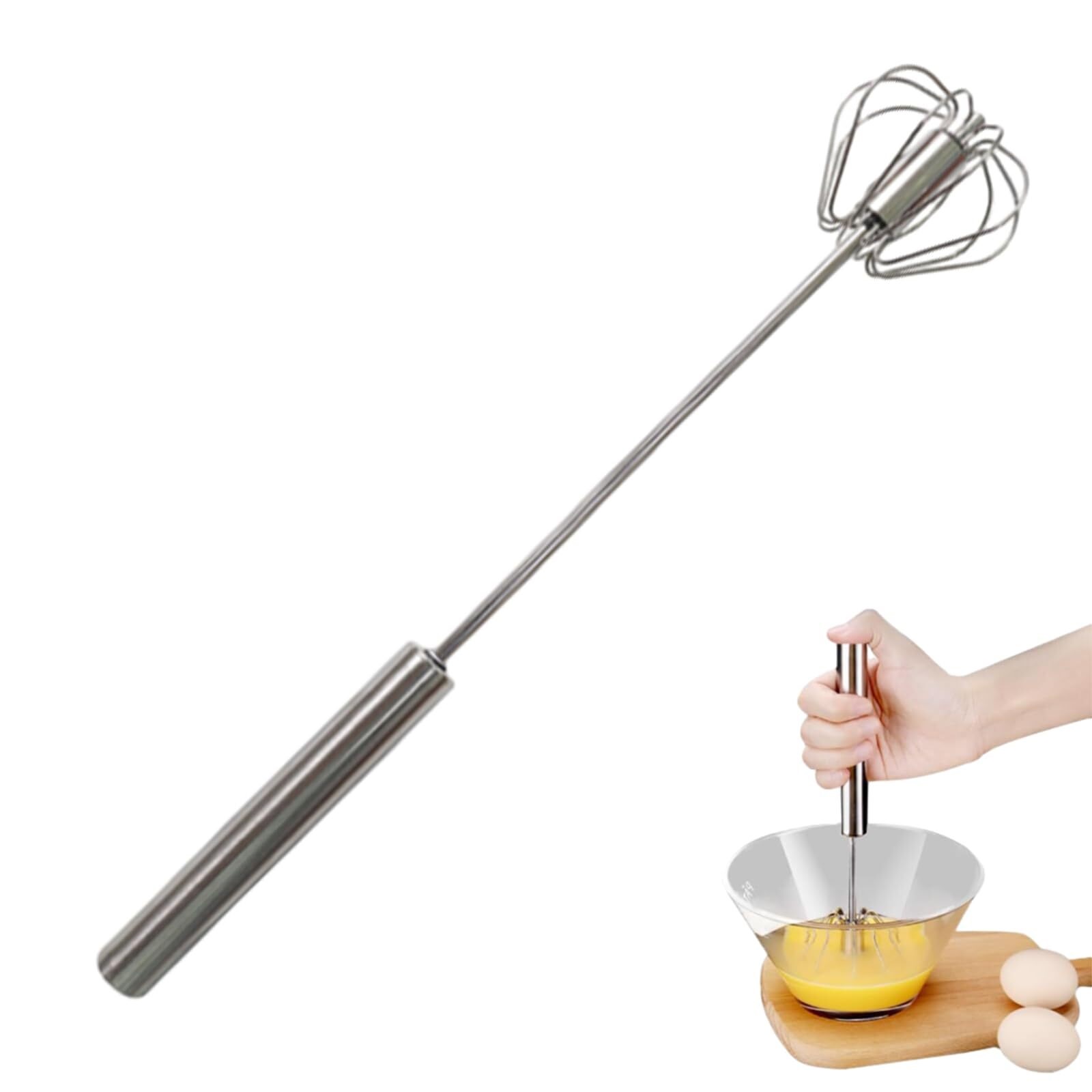Easy Whisk Handheld Mixer, 12 inch Stainless Steel Semi Automatic Whisk ...
