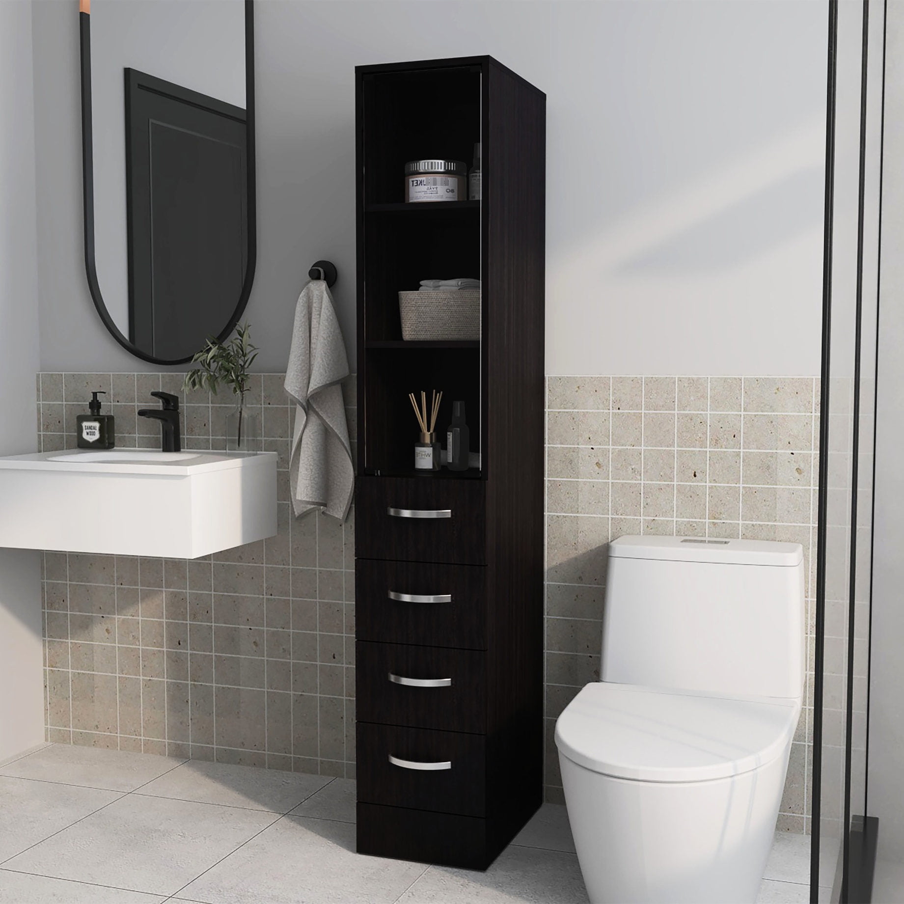 Easy - access Storage with Glass Door - Keep Bathroom Essentials ...