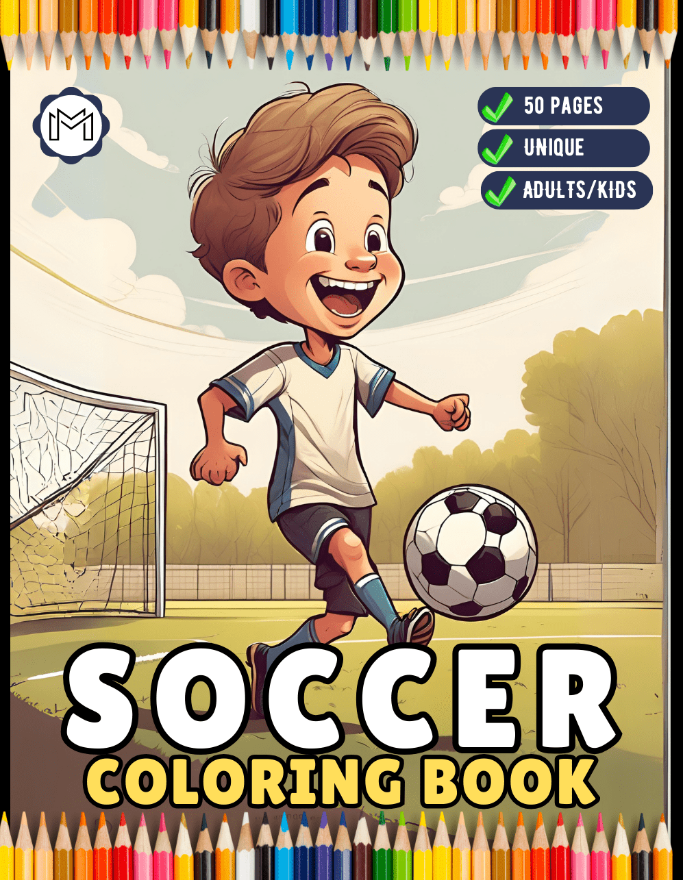 Easy and Bold Soccer Coloring Book 50 Pages Soccer Football Player ...