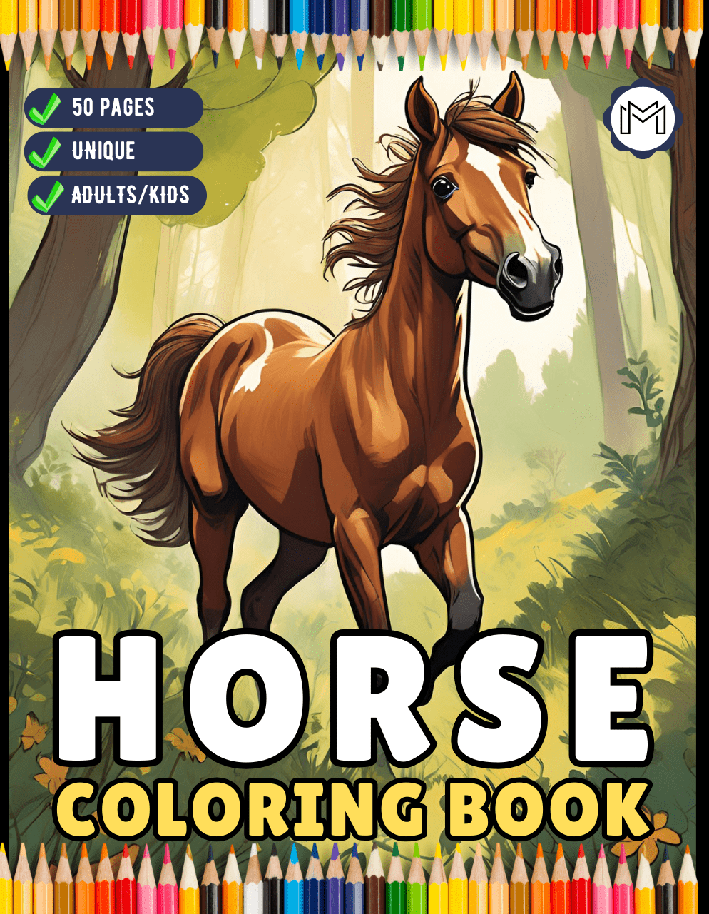 Easy and Bold Wild Horse Coloring Book 50 Pages Horse Coloring Book ...