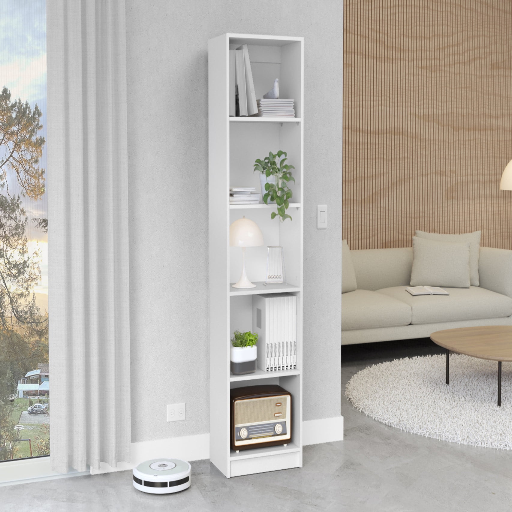 Easy - to - Assemble Bookcase with Five Shelves / Quick Setup for Small ...