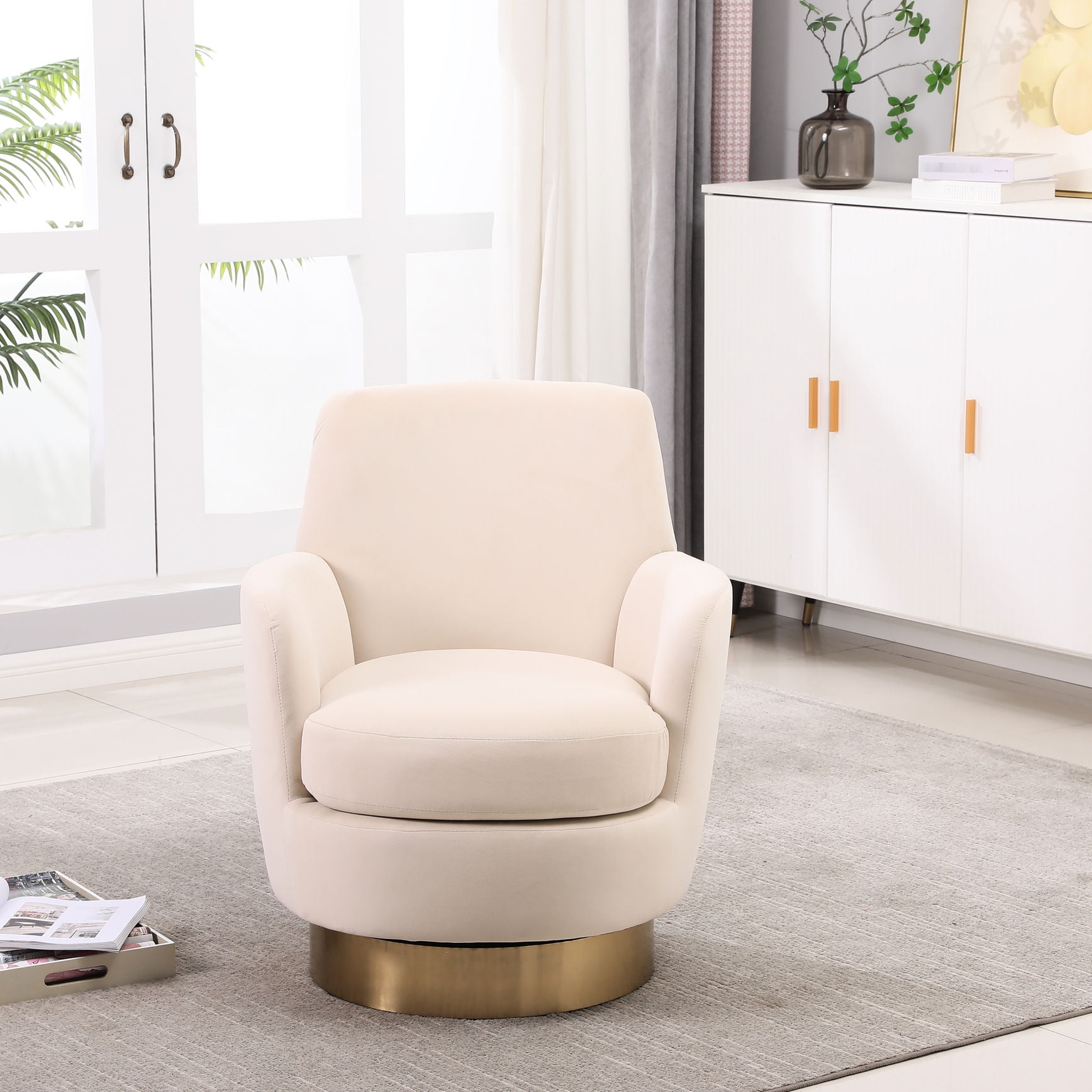 Easy - to - Assemble Velvet - 360 Swivel Feature - Reading Corner ...