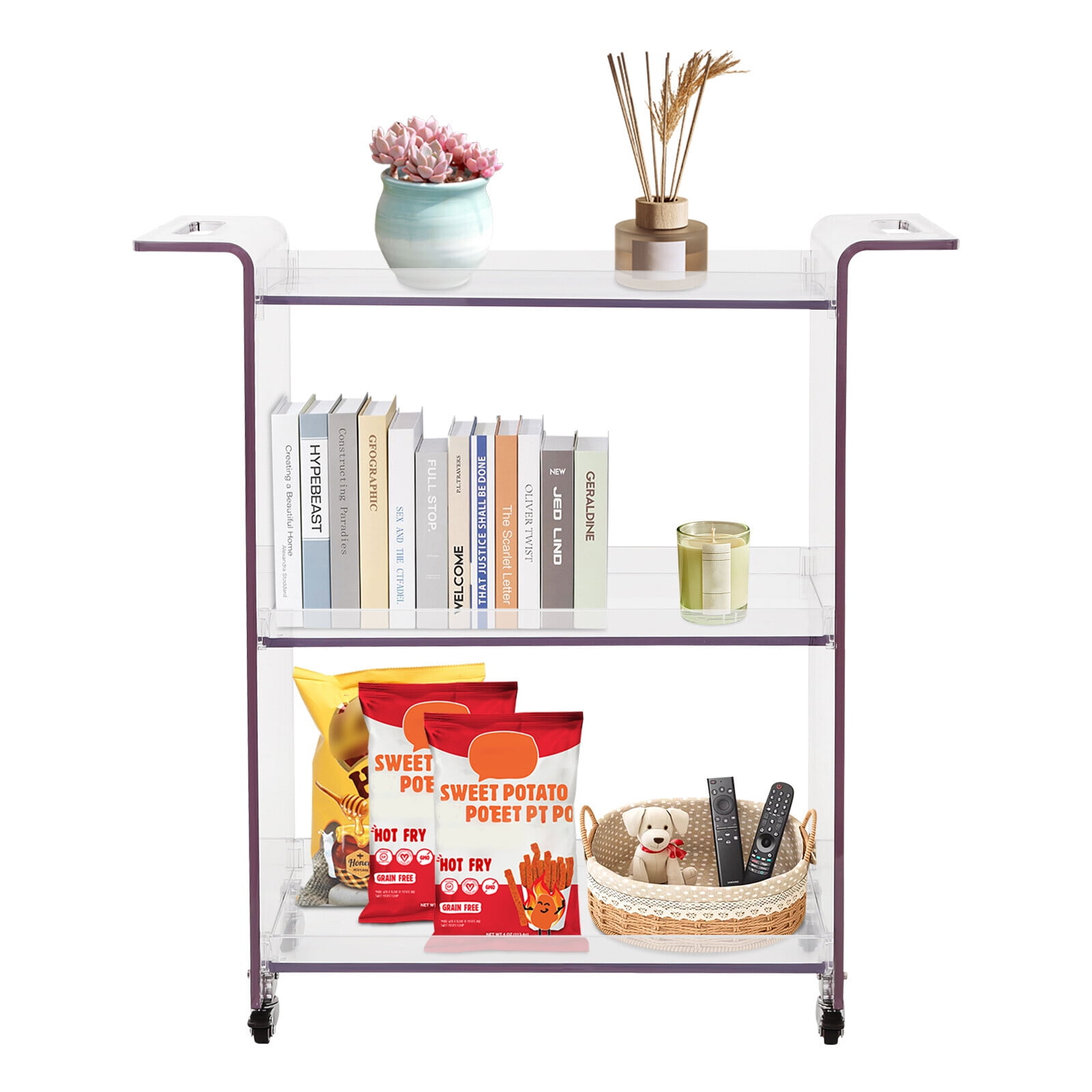 Easy to Clean Colors Gourmet Kitchen Cart with Wheels 3 Tiers Mobile PC ...