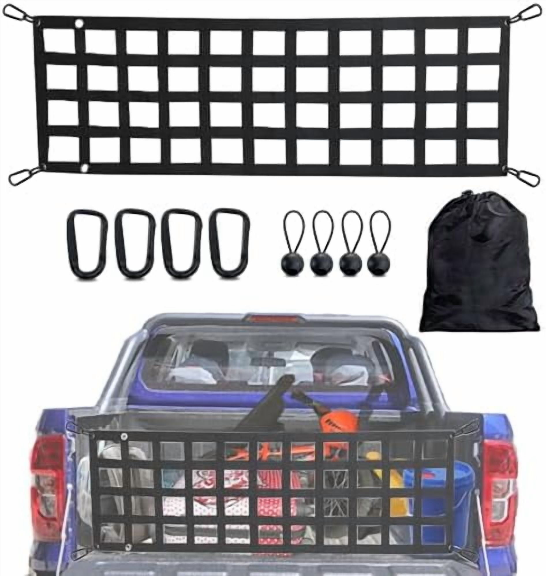 Easy-to-Use Full-Size Pickup Truck Tailgate Net, 60" x 18" Heavy-Duty ...