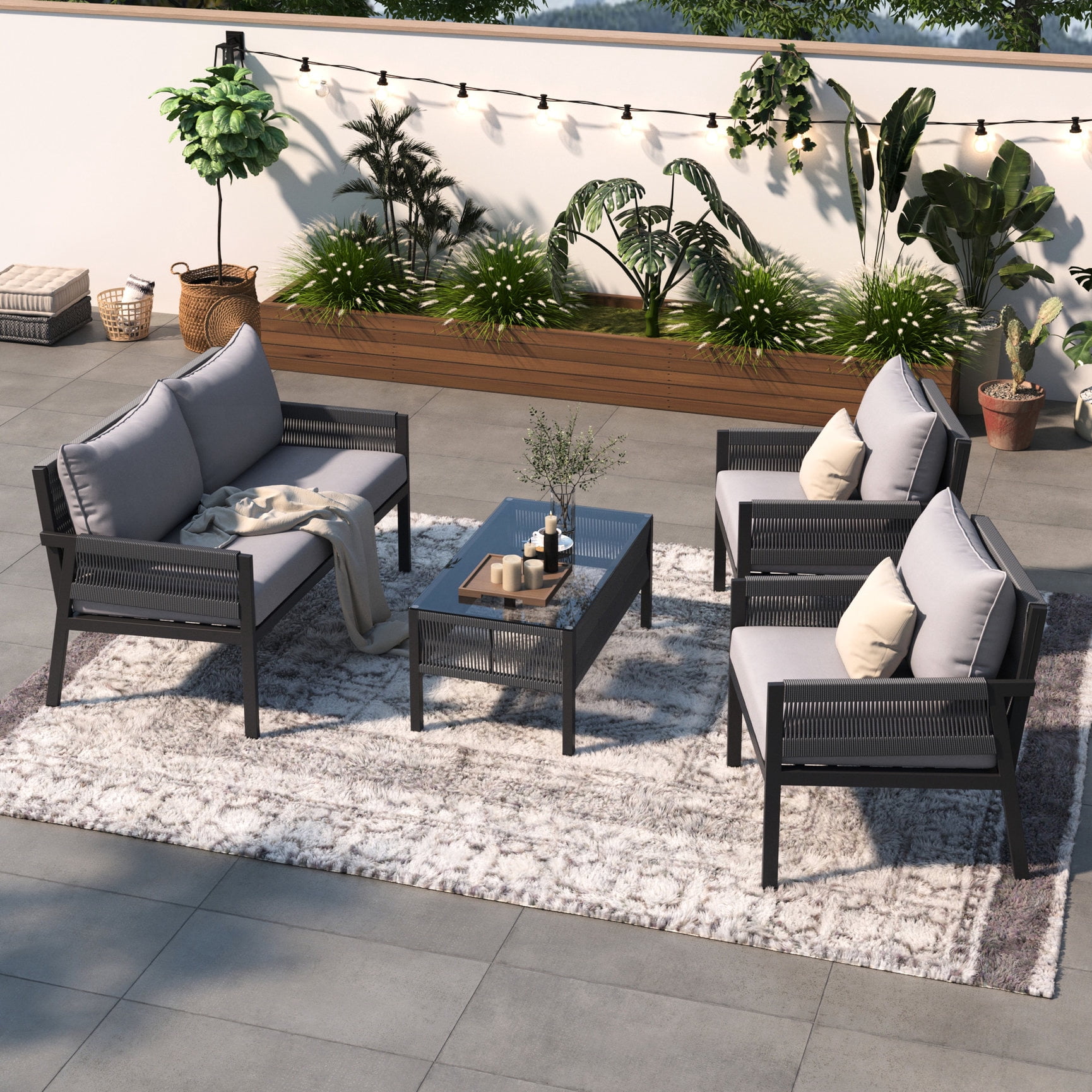 Easy - to - clean cushions & stylish table / In outdoor barbecue areas ...