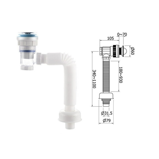 Easy-to-plug design basin plastic drain pipe straight drain side drain ...