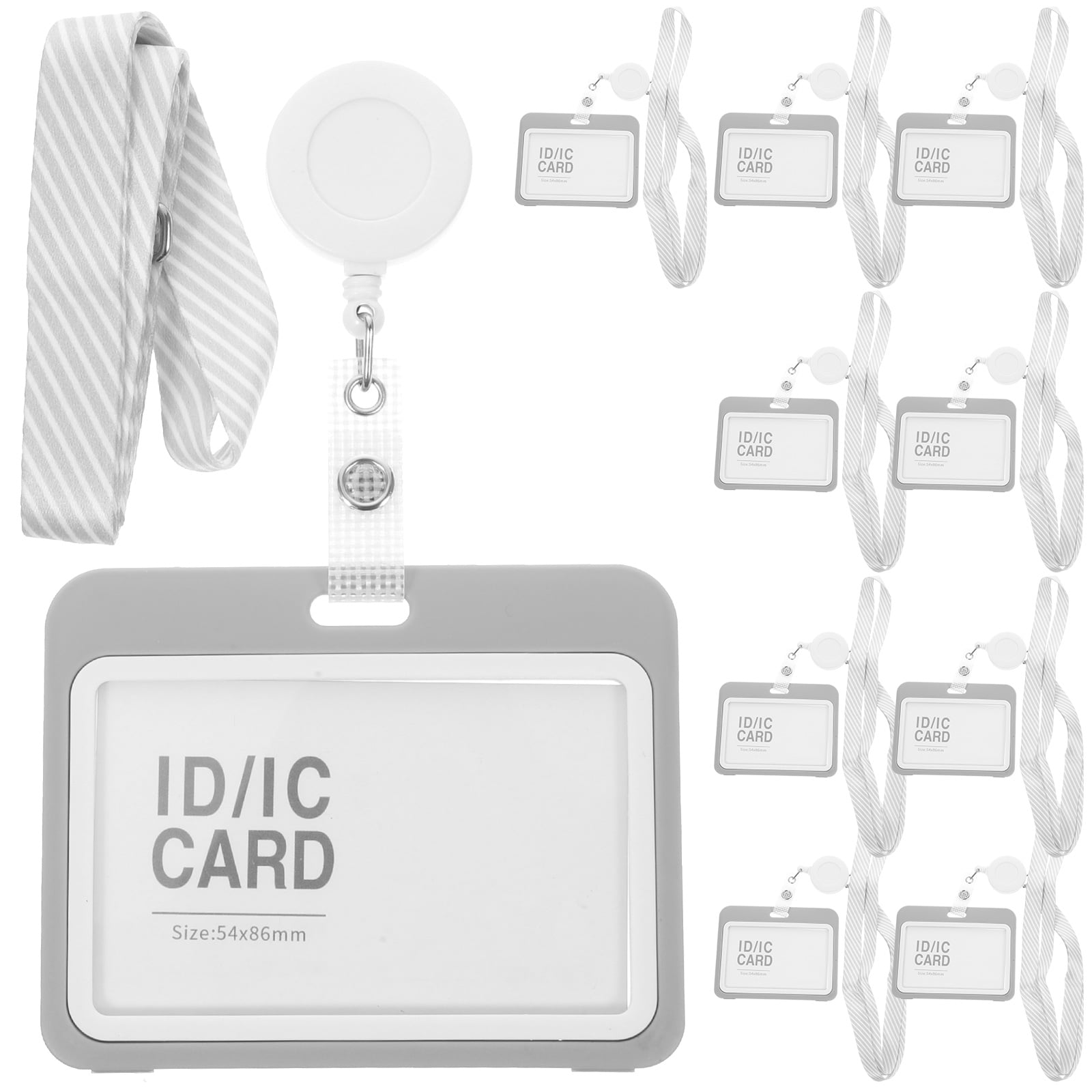 Easy-to-pull Retractable Lanyard Work Badge Card Holder Frosted Set 10 ...