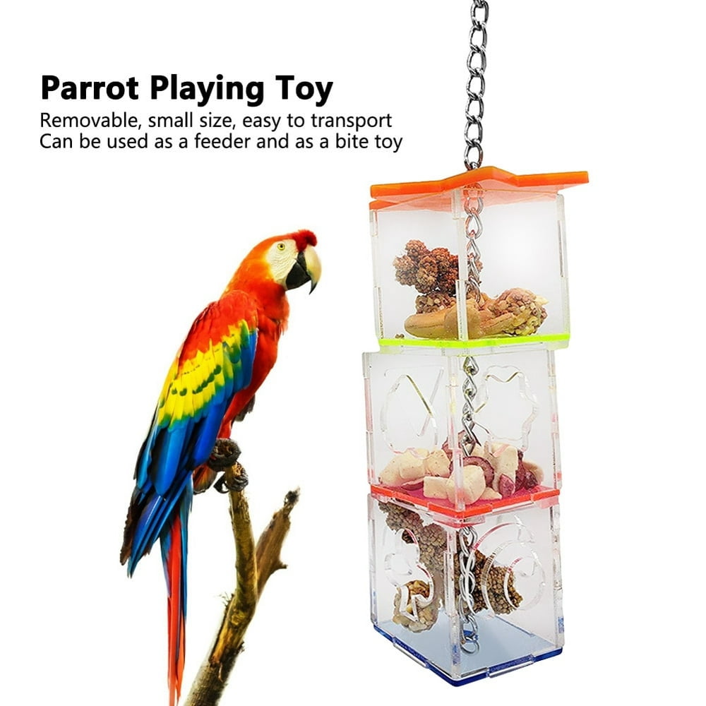 Easy to use Bird Hanging Food Holder Multilayer Bird Parrot Forage Box Hanging Treat Foraging ...