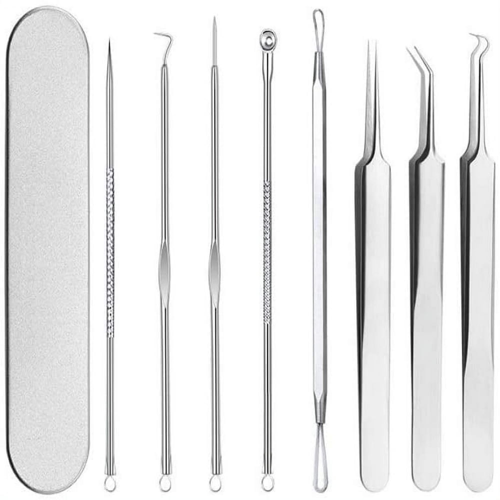 Easy to use Pinkiou Pimple Popper Tool Kit 8 Pcs Blackhead Removal Tool ...