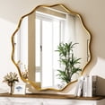 Easy4Home 24.2" Wavy Round Bathroom Mirror Wall Mounted Decorative ...