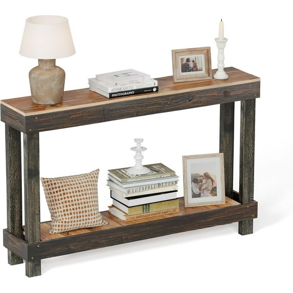 Easy4Home 46" Rustic Wood Console Table Hand-Made, Black - Walmart.com