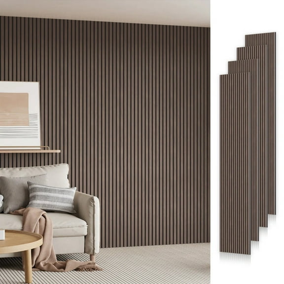 Easy4Home 2Pcs 106"x12.6" Wood Slat Acoustic Wall Panels, 3D Fluted ...