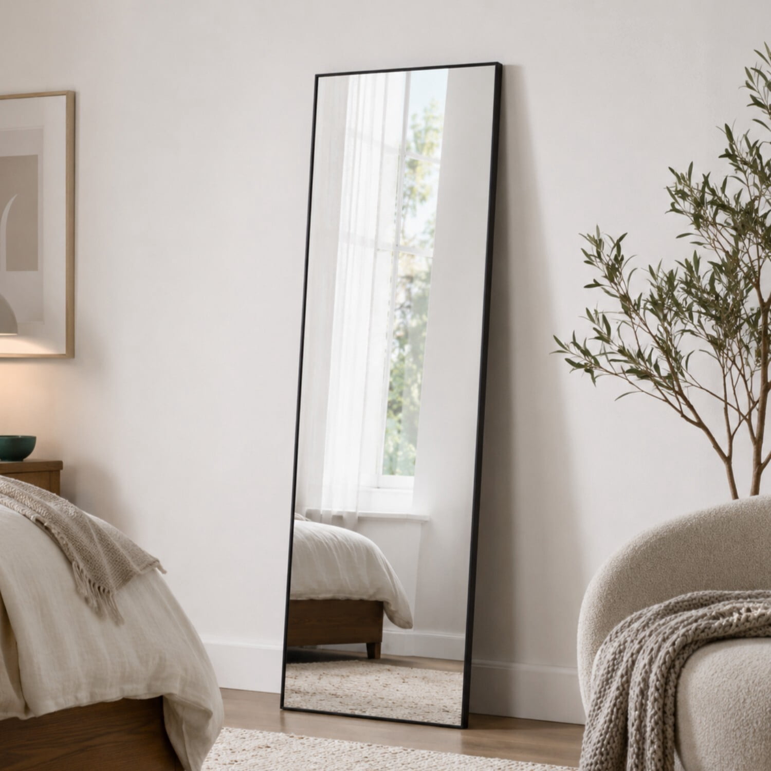 Easy4Home 58"x14" Rectangular Full Length Mirror Freestading Full Body ...